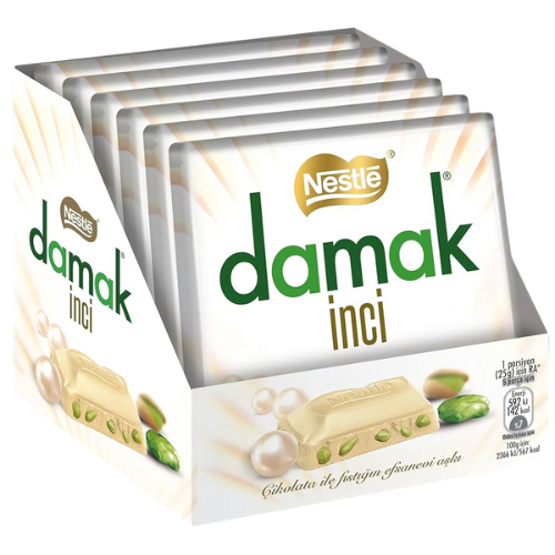 Damak White Chocolate w Pistachio Bar 6X60g