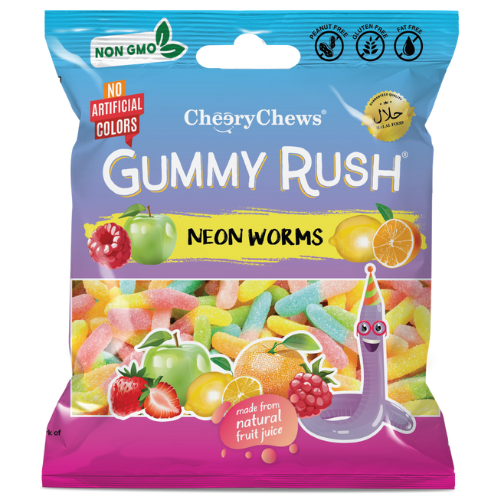 Gummy Rush Neon Worms 12X90g
