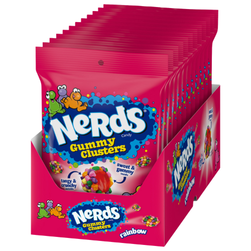 Nerds Rainbow Medium Gummy Clusters Peg Bag 12X141G